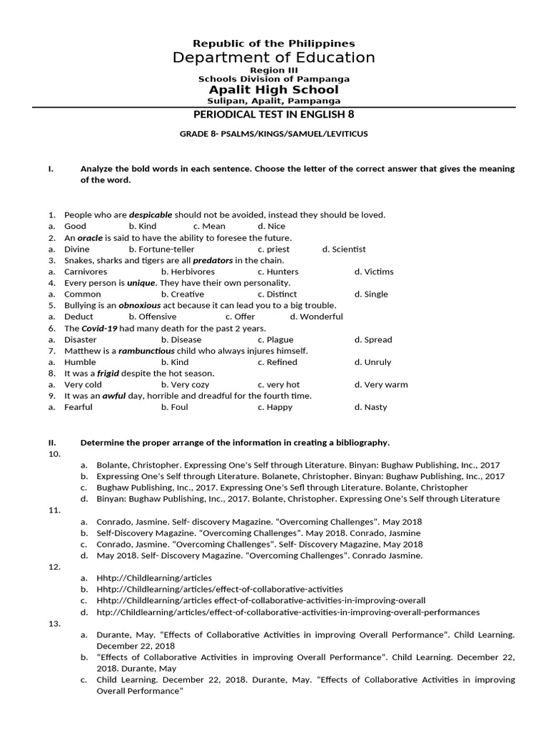 Periodical Test q1 | PDF