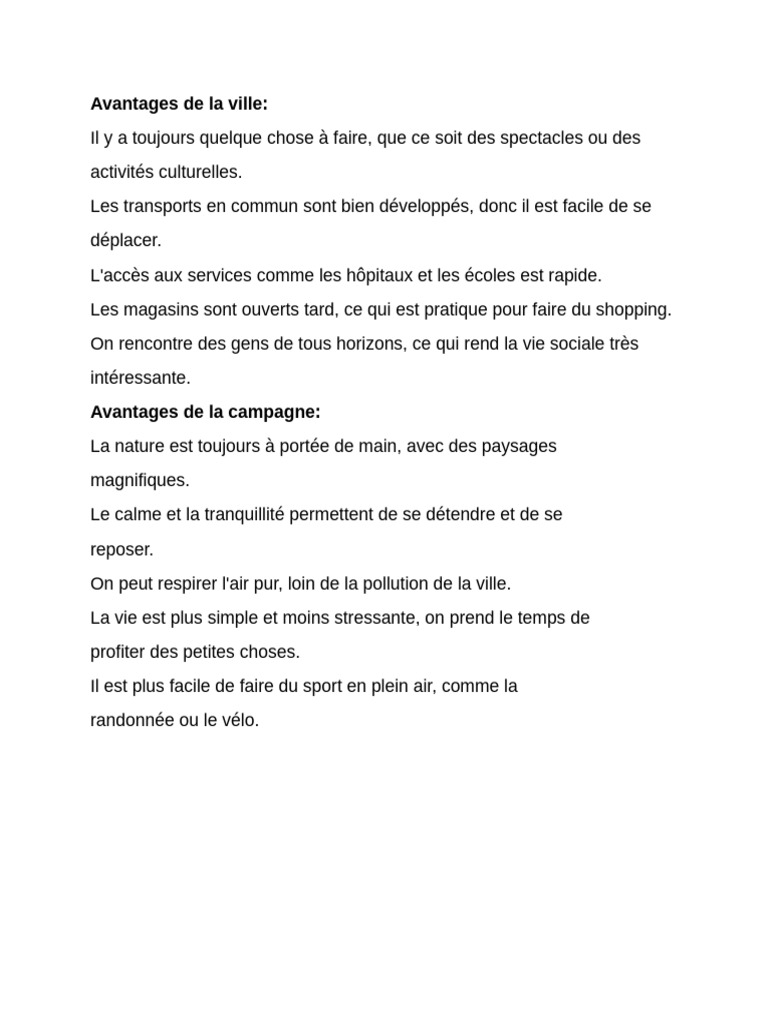 La Ville Ou La Campagne | PDF