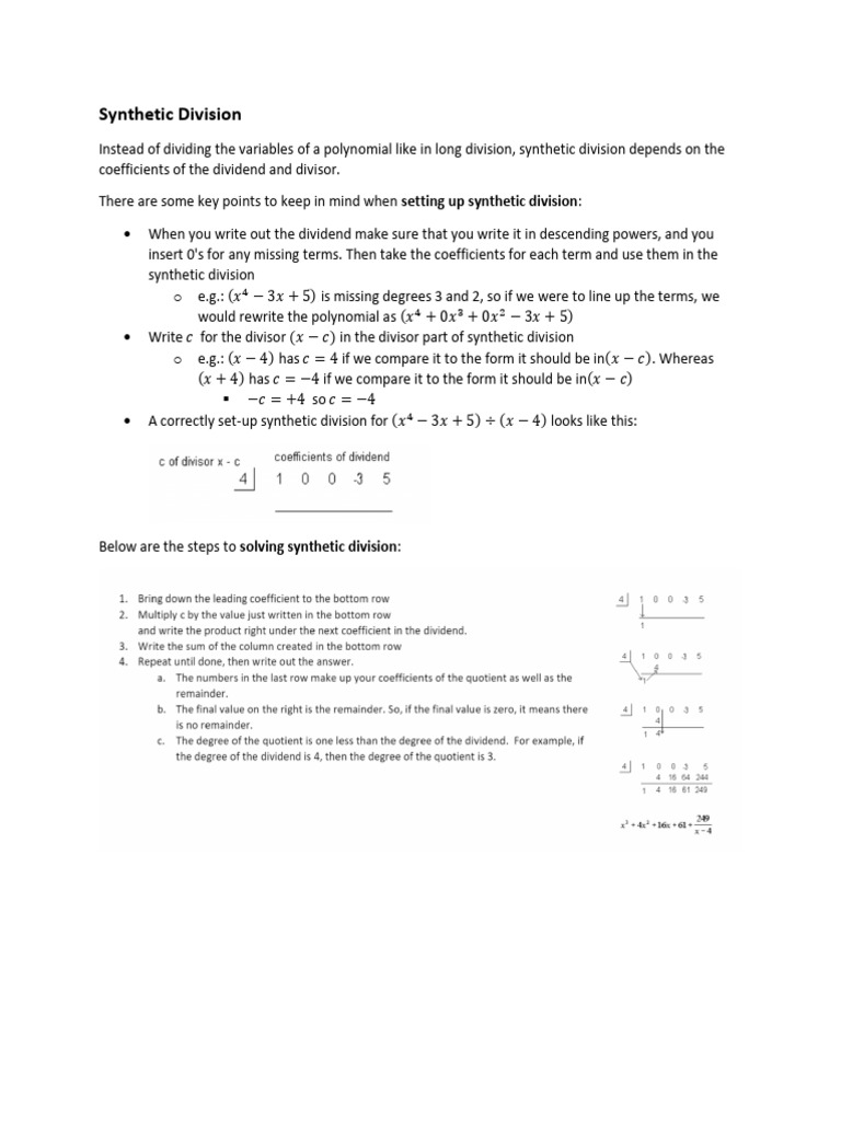 Synthetic Division | PDF