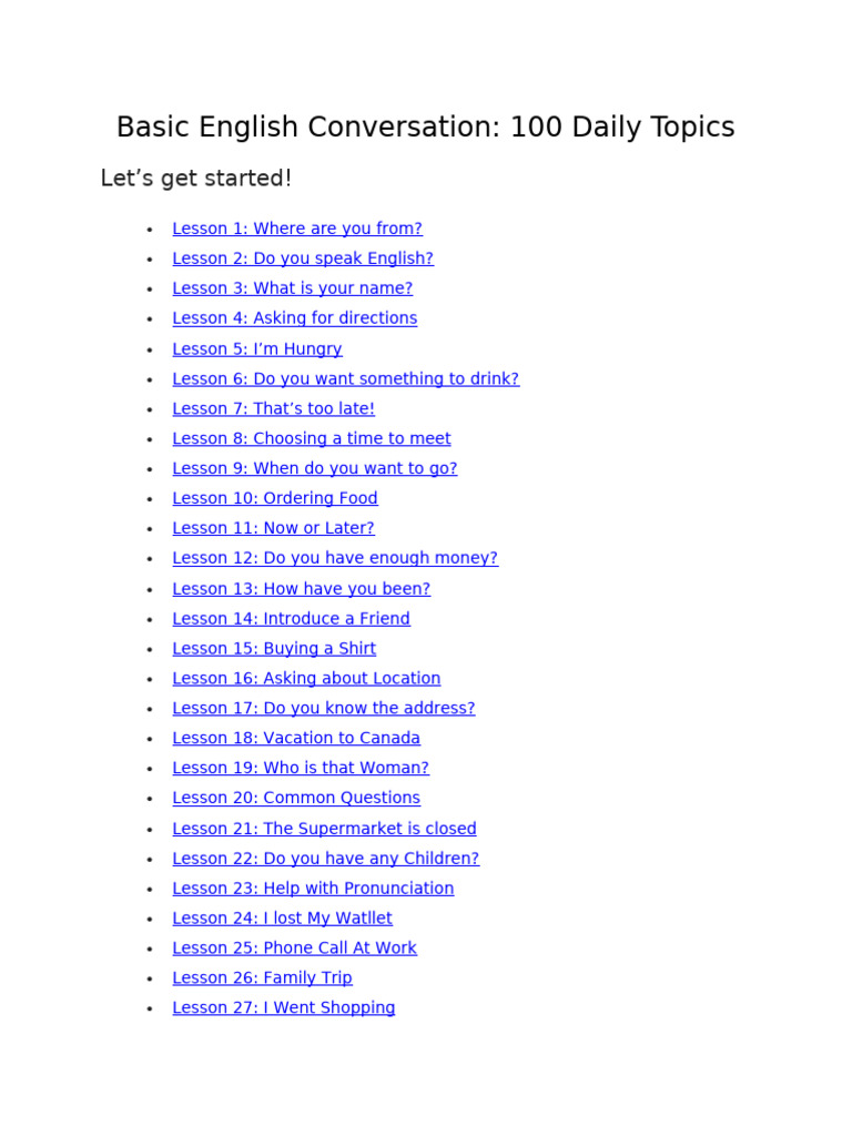 Basic English Conversation | PDF