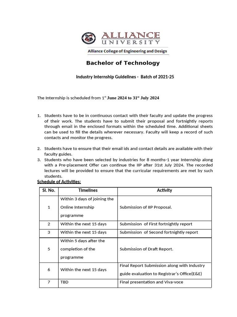 B.Tech IIP Guidelines-2021-25-CSE | PDF