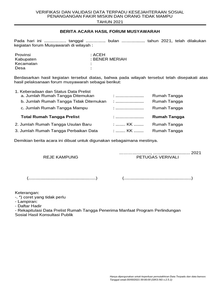 Berita Acara Musdes BDT | PDF