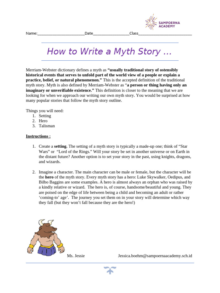 How To Write A Myth Story Project | PDF | Hero