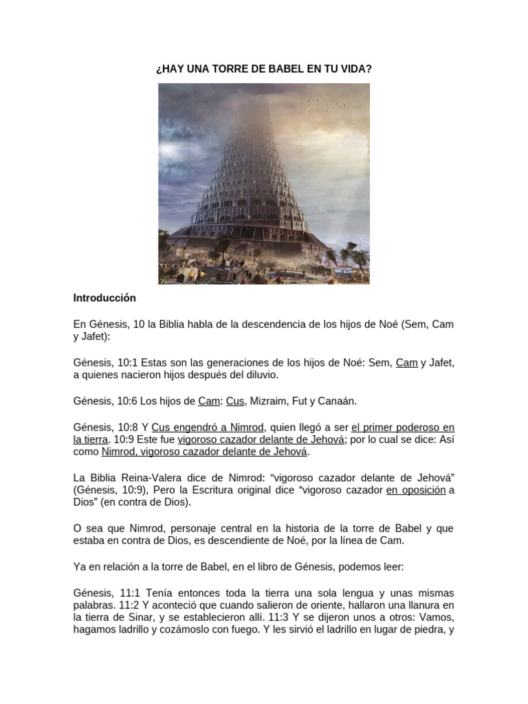 Hay Una Torre de Babel en Tu Vida | PDF