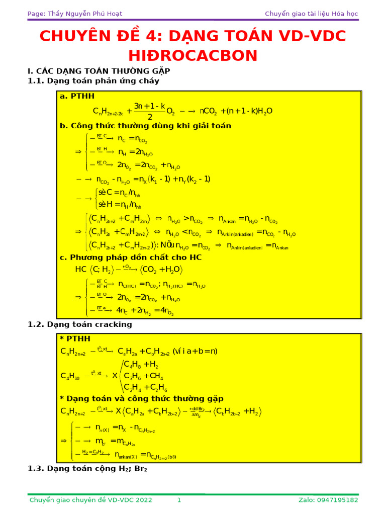 Chuyên Đề 4 - Hidrocacbon | PDF