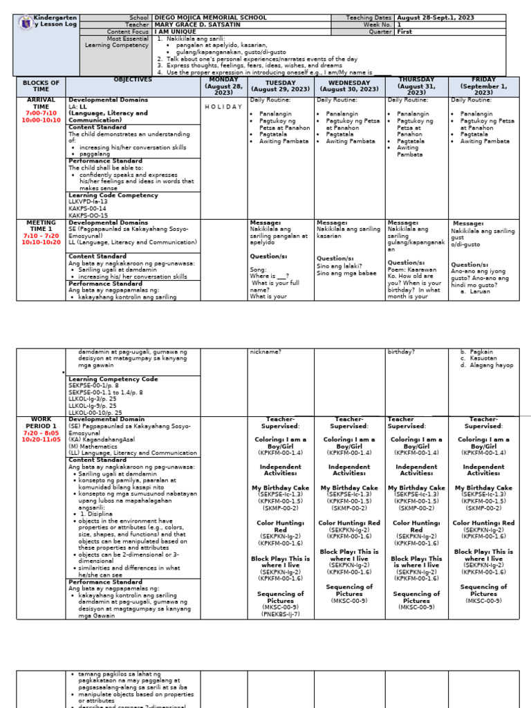DLL Q1 Week1 | PDF | Human Communication | Communication