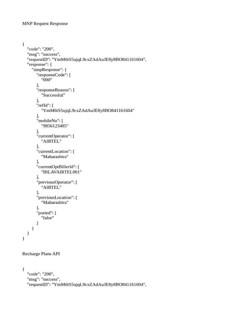 BBPS Prepaid Sample Responses | PDF