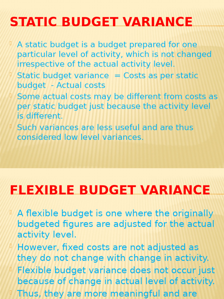 Static Budget Variances Vs Flexible Budget Variances | PDF