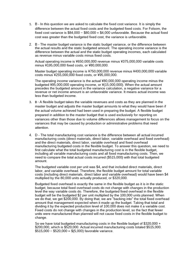 13. Answers to variance analysis concepts | PDF