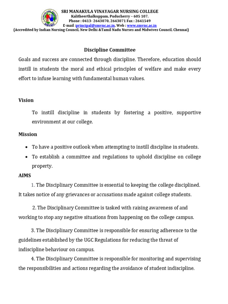 Discipline Committee | PDF | Disciplines