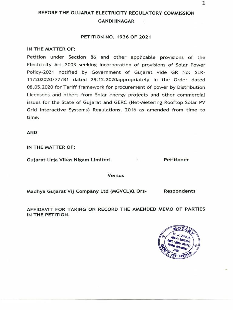 Affidavit For Amended Memo of Parties | PDF