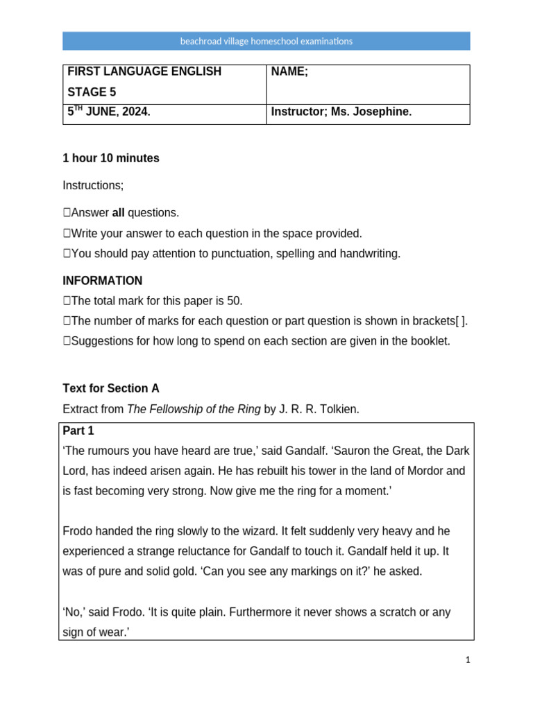 First Language English Stage 5 | PDF