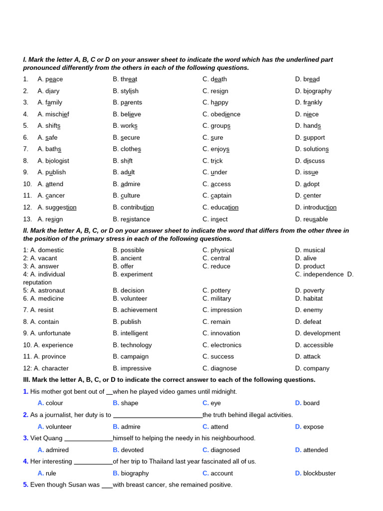 Unit 1 Practice Test | PDF