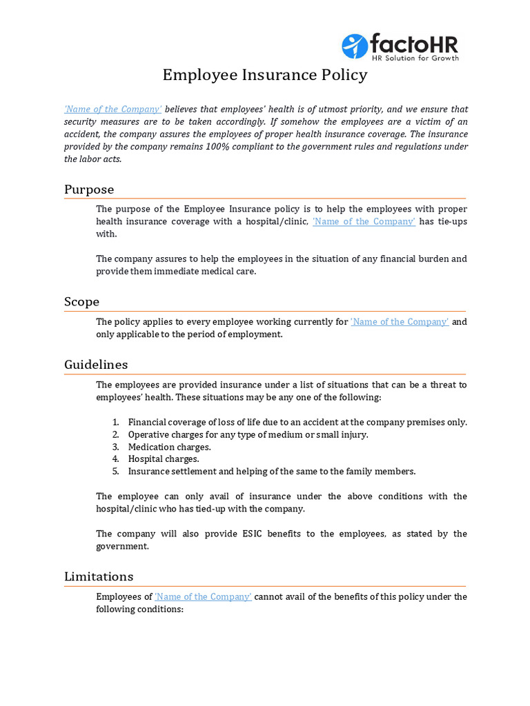 Employee-Insurance-Policy | PDF