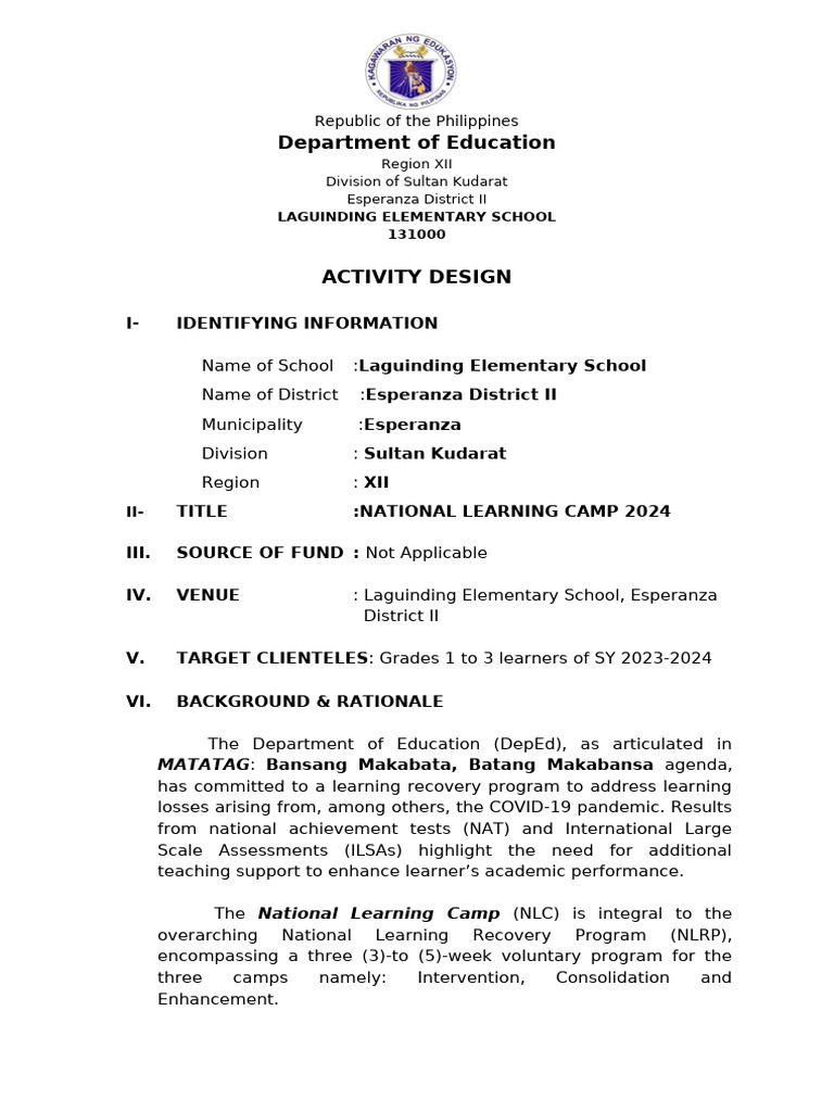 Activity Design NLC 2024 Edited With Budget | PDF