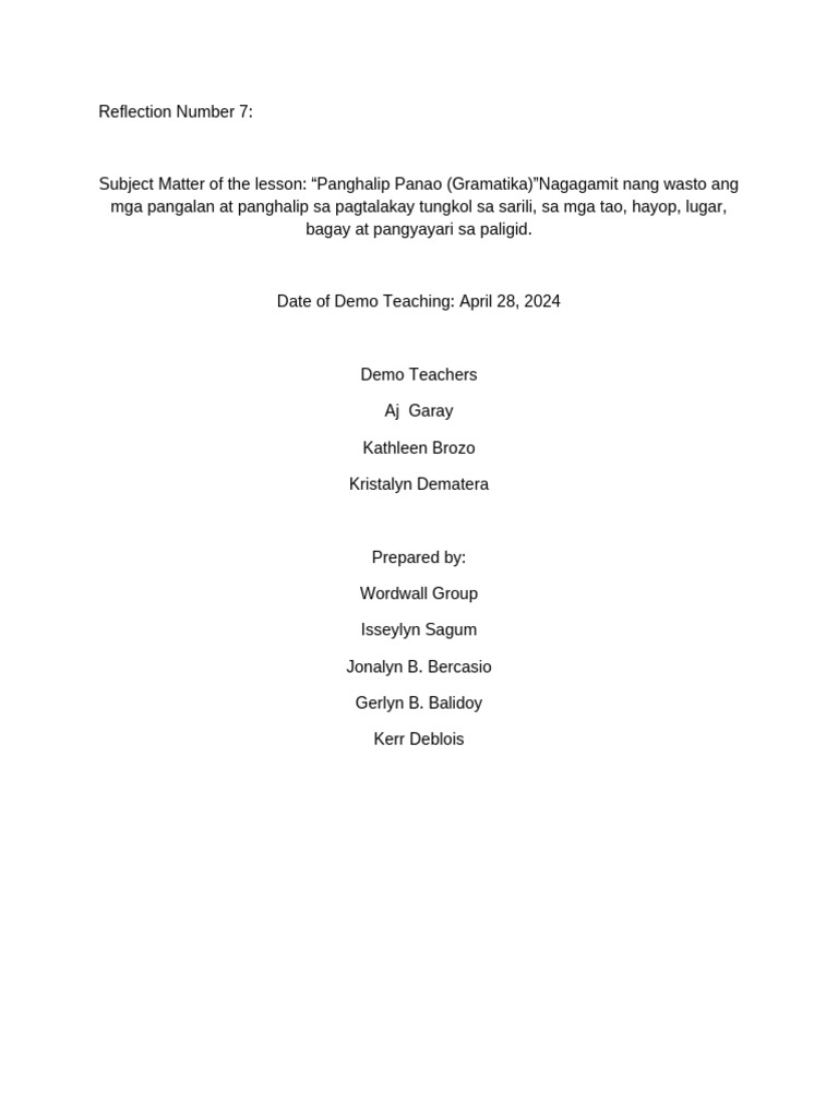 Reflection Number7 | PDF