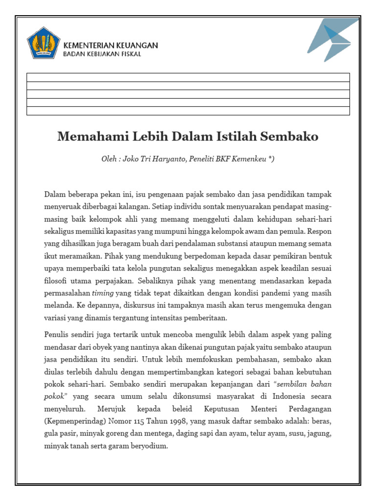 Memahami Lebih Dalam Istilah Sembako | PDF