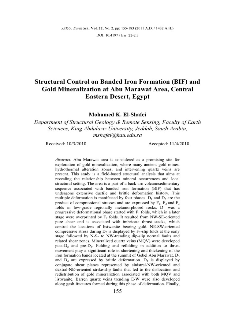 Structural Control On Banded Iron Formation BIF An | PDF