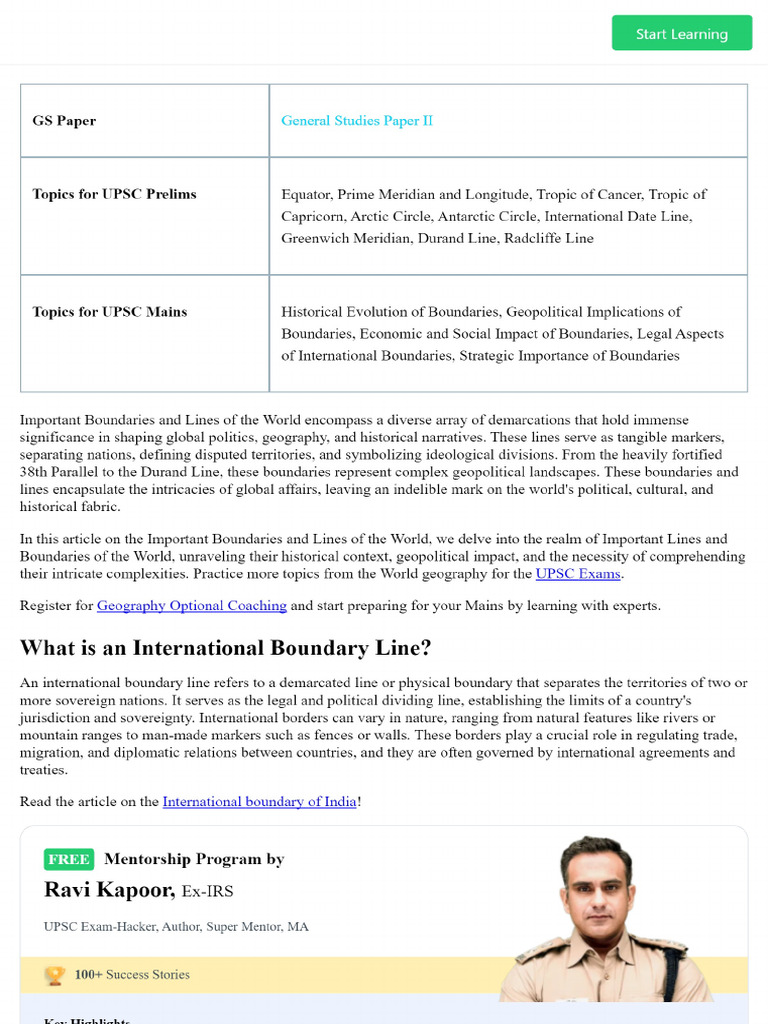 Important Boundaries & Lines of The World - Meaning, List & More - UPSC ...