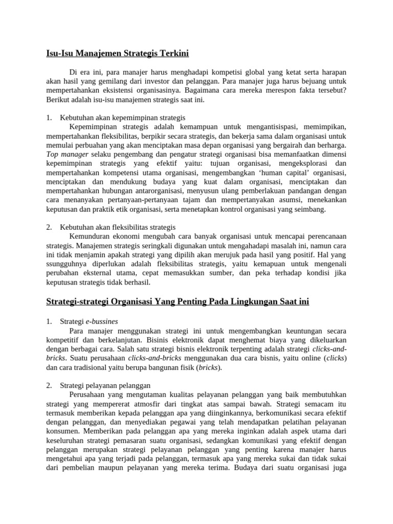 b5. Current Strategic Management Issues | PDF