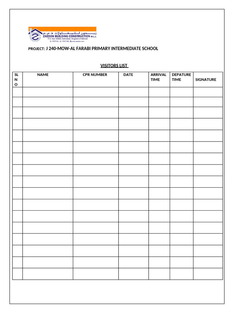 Visitors List | PDF