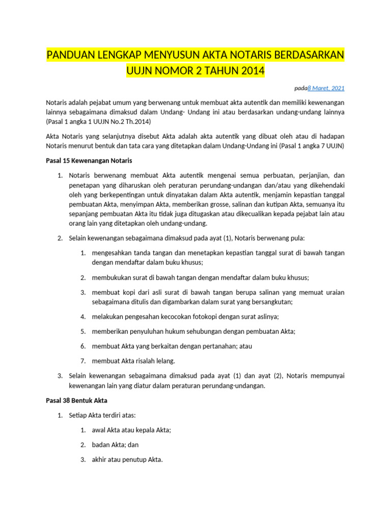 Panduan Lengkap Menyusun Akta Notaris | PDF
