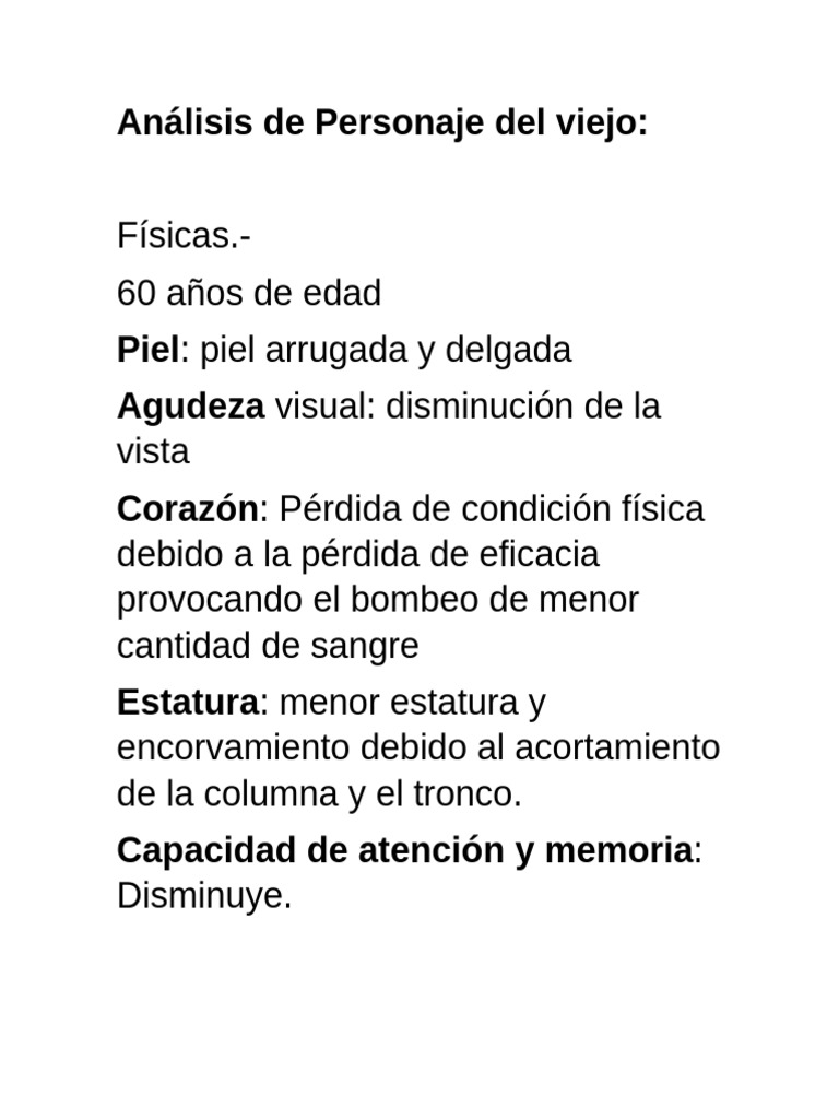 Análisis de Personaje Del Viejo | PDF
