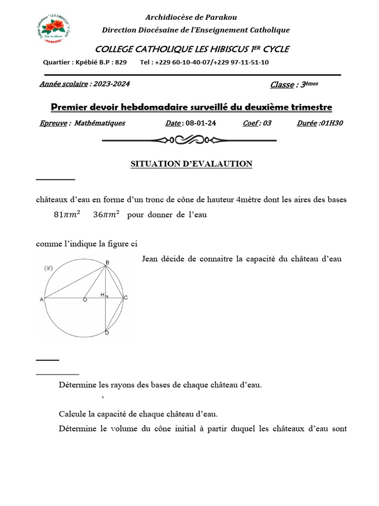 Dev1 Tri2 Maths 3è 23-24 | PDF
