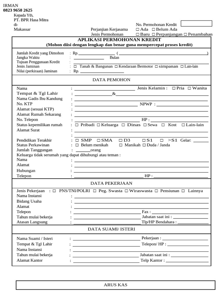 Form Permohonan Kredit | PDF