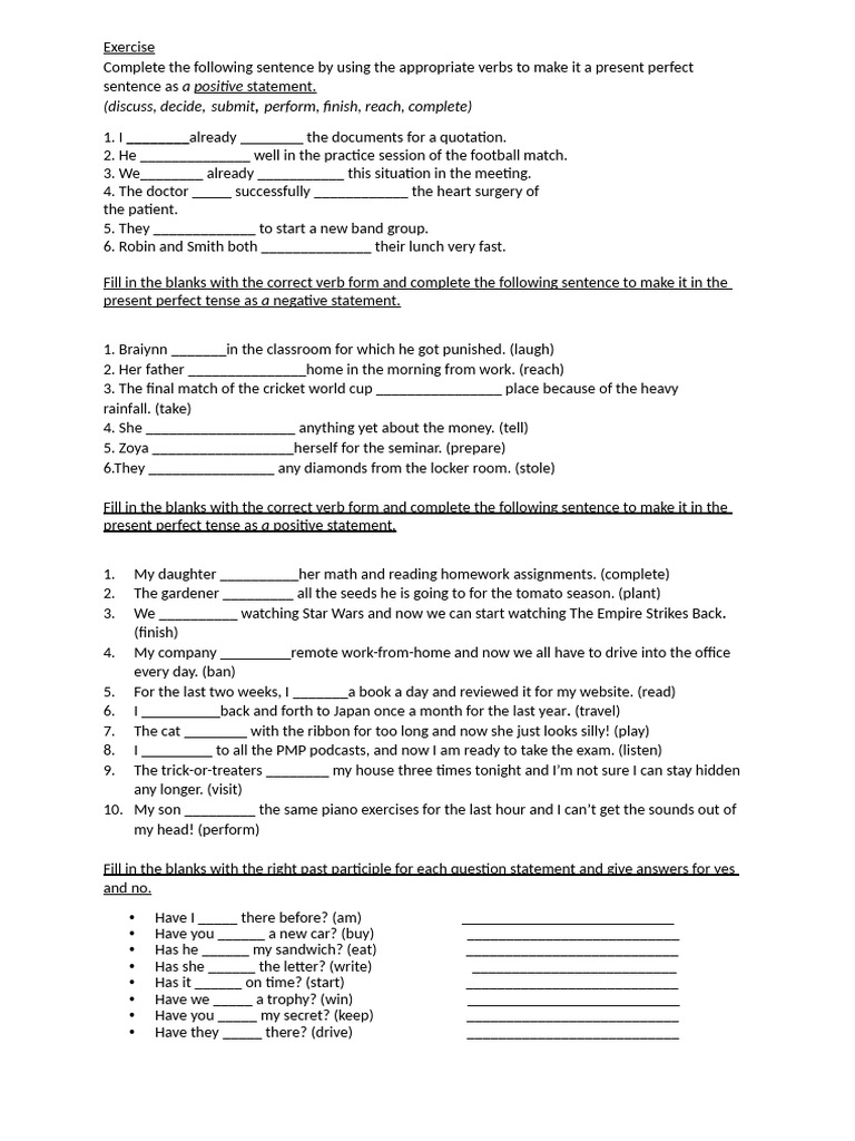 Exercise Present Participle | PDF