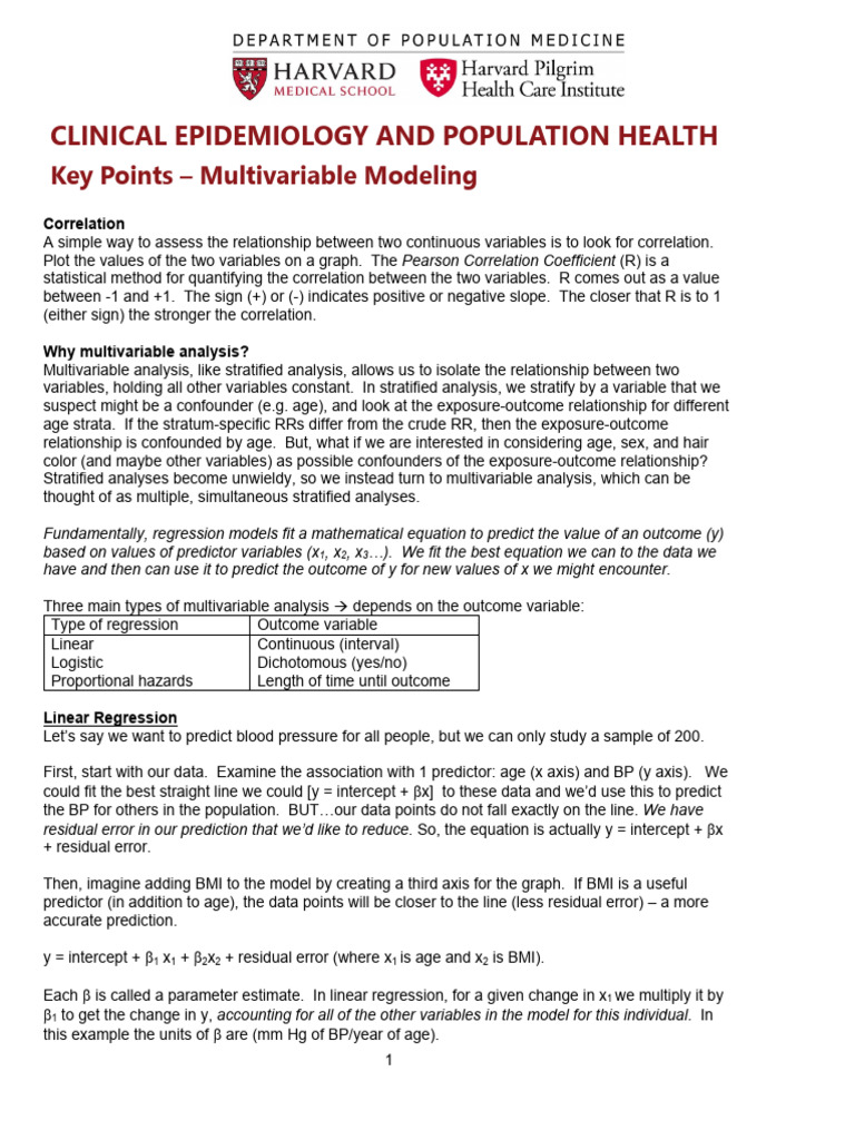 CEPH 1 - Session 6 - Multivariable Modeling Key Points - 0 | PDF