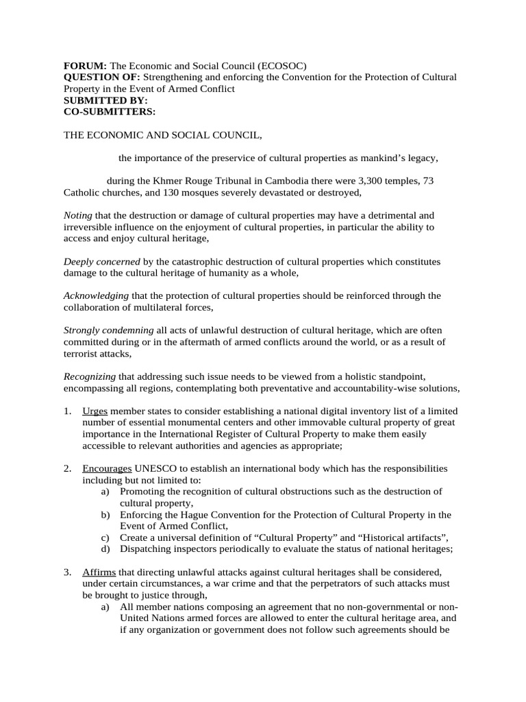 Mock Conference 2 ECOSOC | PDF | Crimes | Crime & Violence