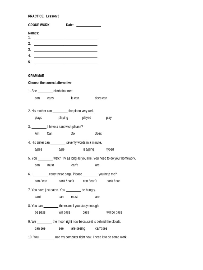 Practice Lesson 9 Students | PDF