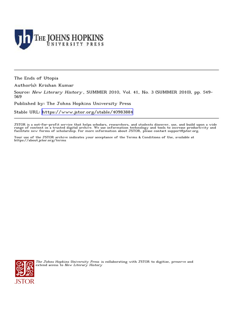 31-Krishan Kumar-essay-The Ends of Utopia | PDF