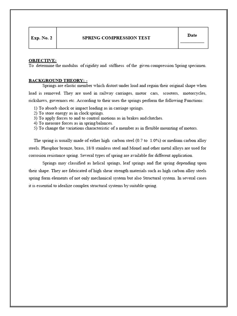 Spring Compression Test Revised | PDF