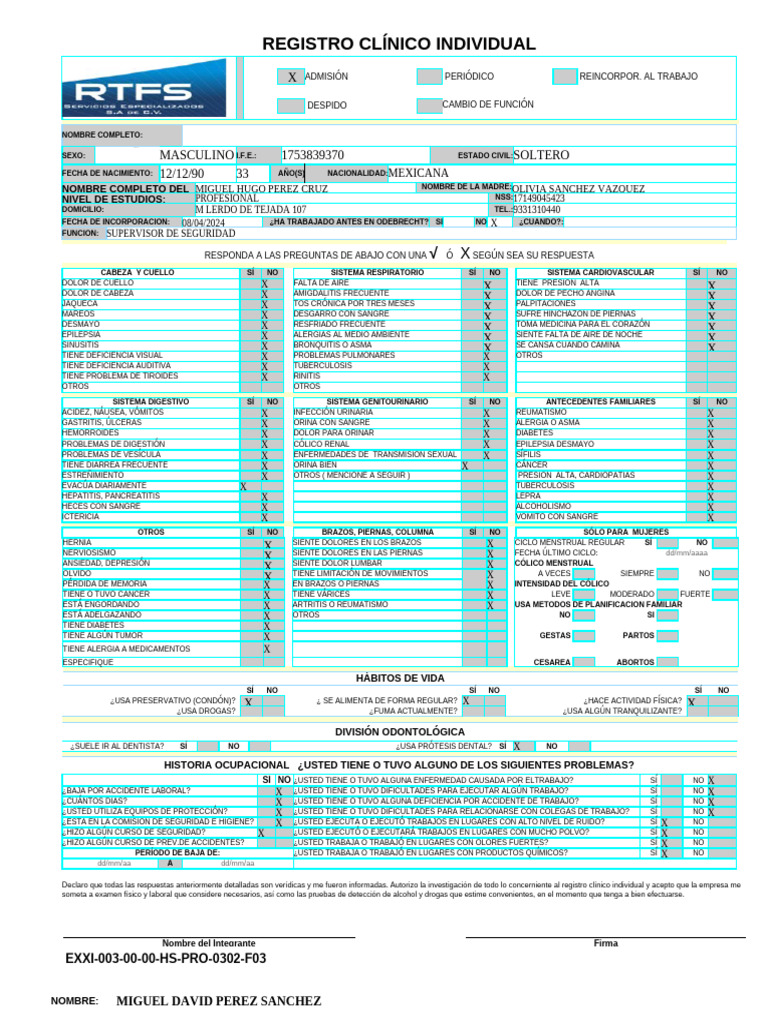 Registro Clinico Individual - 113022 | PDF