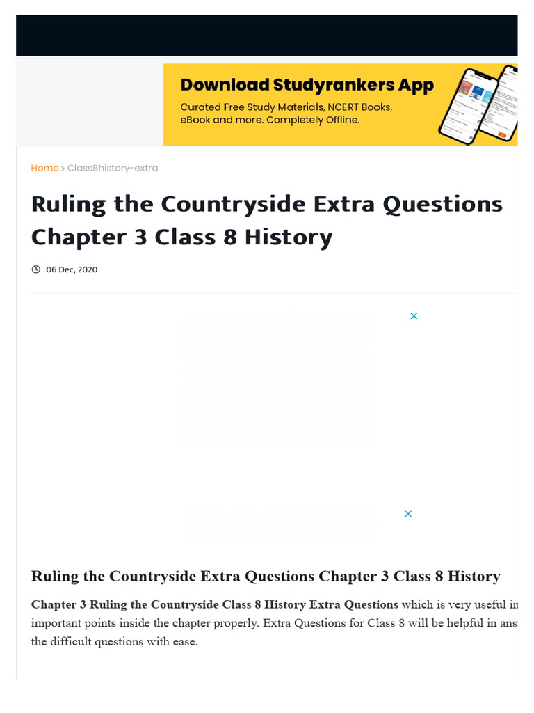 Ruling The Countryside Extra Questions | PDF
