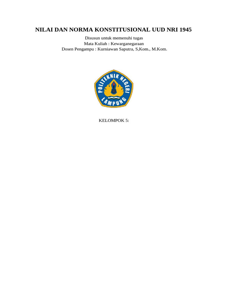 Nilai Dan Norma Konstitusional Uud Nri 1945 | PDF