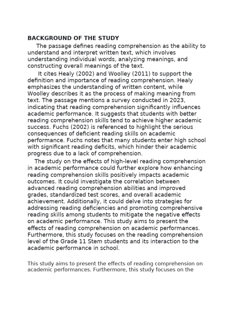 Background of The Study | PDF