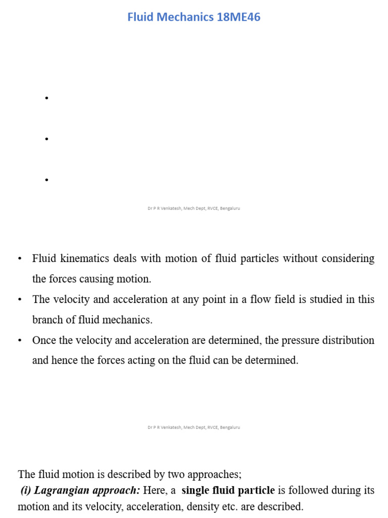 Unit 3 Chapter 1 Fluid Kinematics | PDF