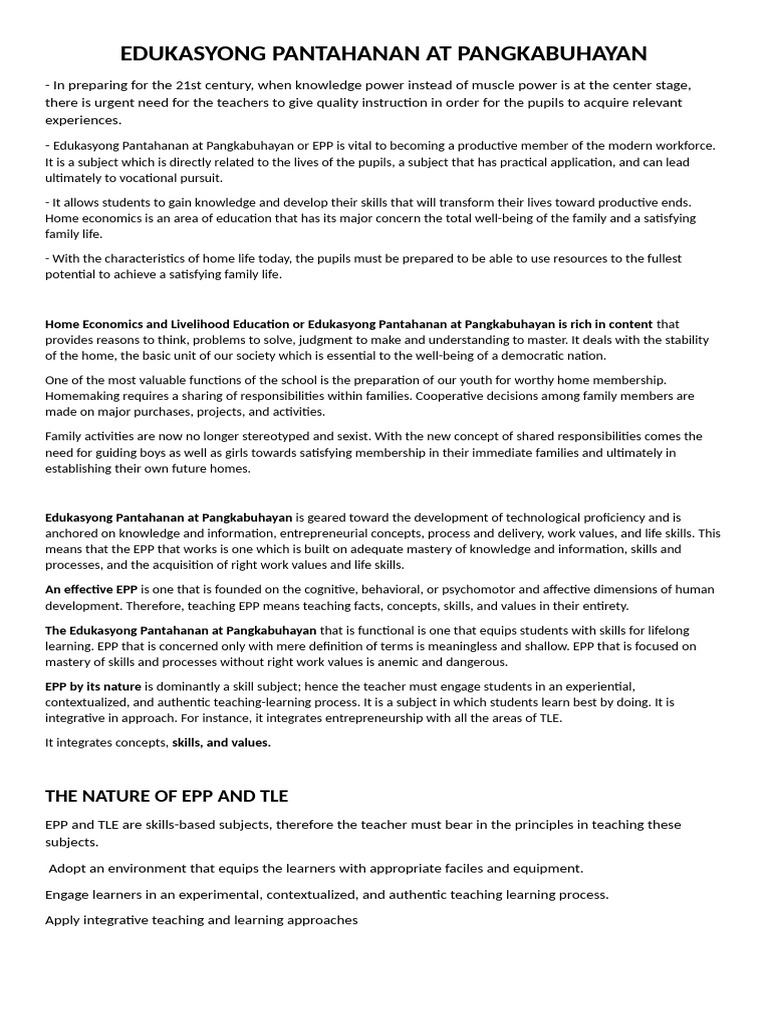 Edukasyong Pantahanan at Pangkabuhayan 1ST | PDF