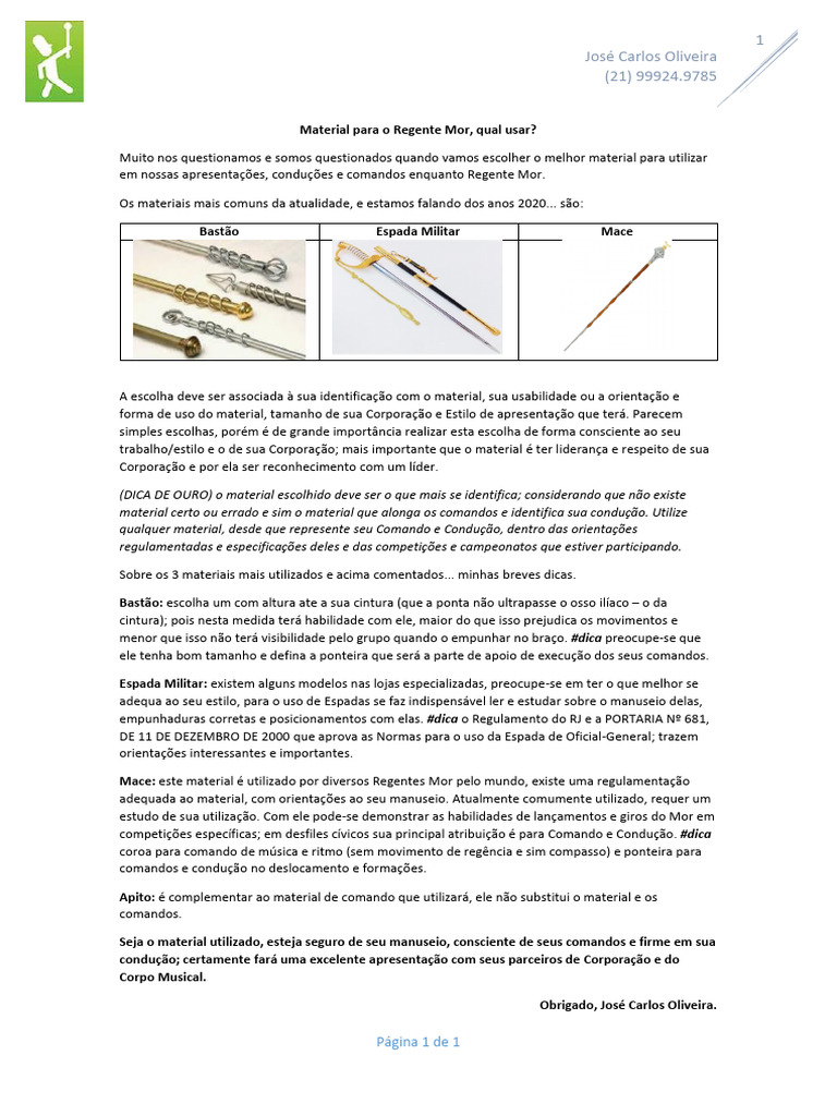 Qual Melhor Material Ao Mor. | PDF