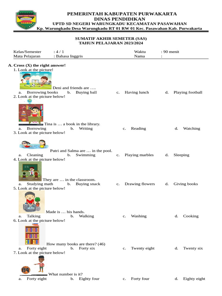 SAS 1 BAHASA INGGRIS KELAS 4 | PDF