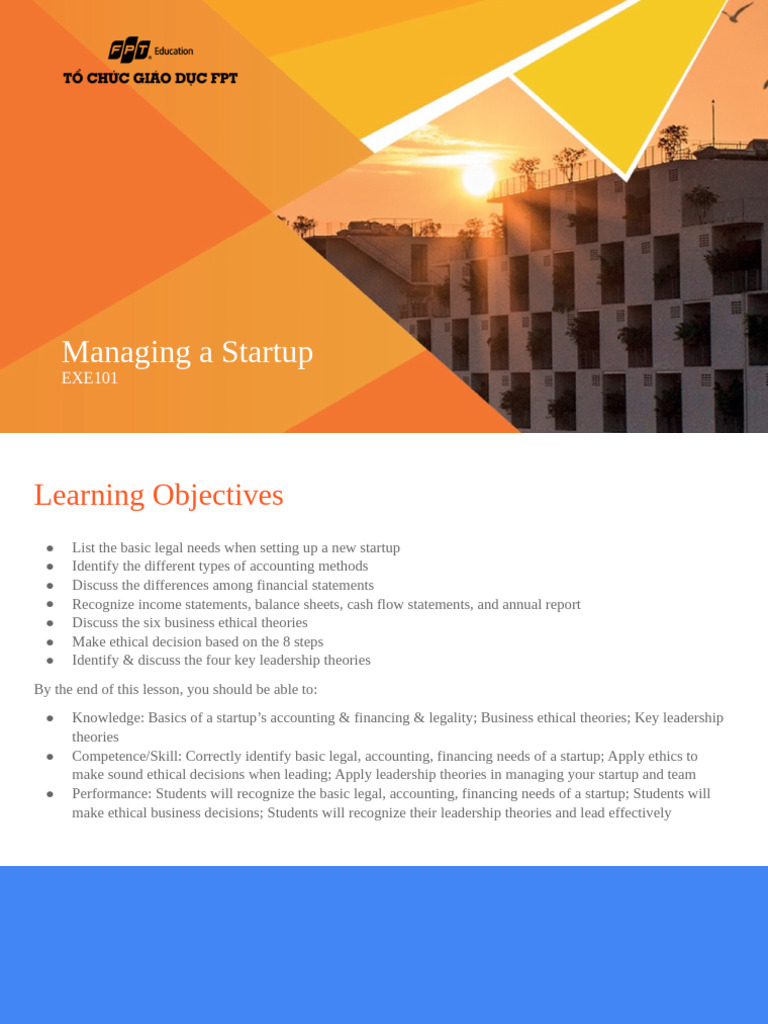 EXE101 Week 9 Managing A Startup | PDF