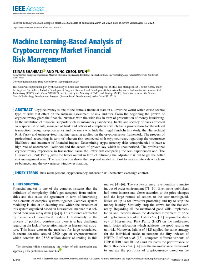 Machine Learning-Based Analysis of Cryptocurrency Market Financial Risk ...