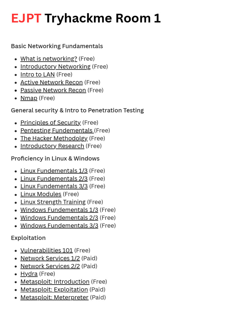 EJPT Tryhackme Room 1 | PDF