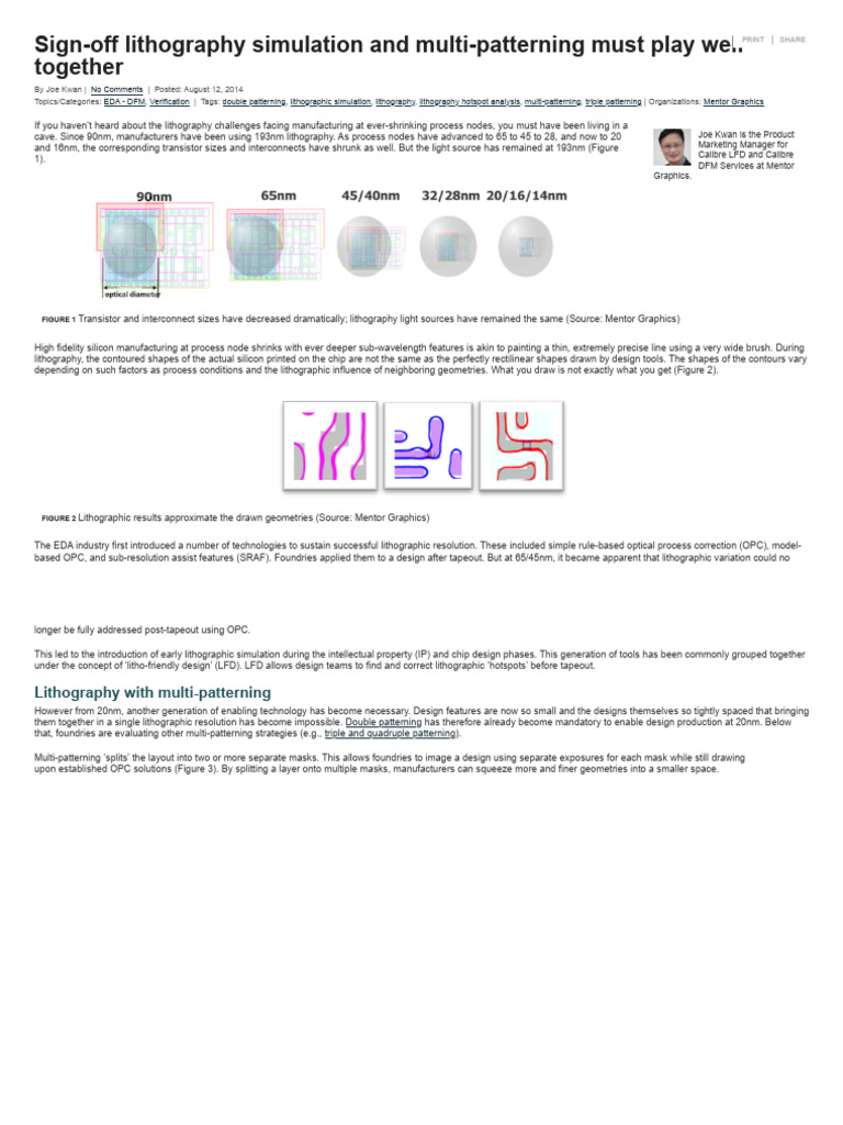 Uniting Lithography Sign-Off Simulation and Multi-Patterning From 20nm ...