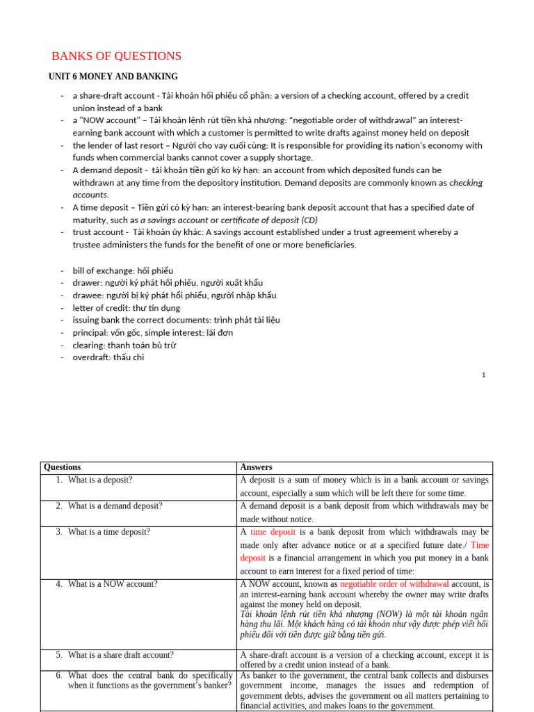 Banks of Questions 2022 2023 | PDF