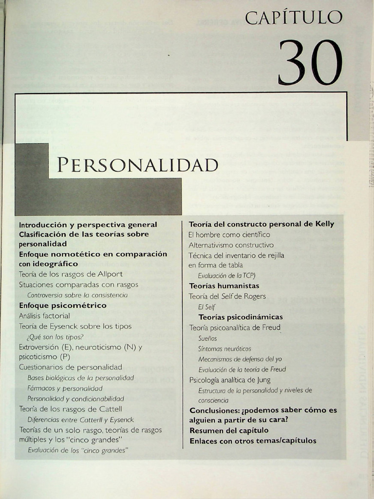 Psicología. La Ciencia de La Mente y La Conducta. Gross. Secc 5 Tema 30 Personalidad | PDF