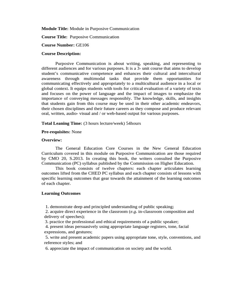 Module Purposive Communication 2024 2025 FINAL EDITED | PDF